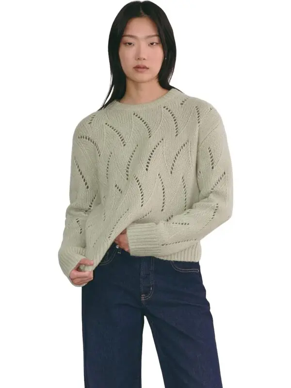 Everlane Pointelle Lace Knit Sweater - Seagrass