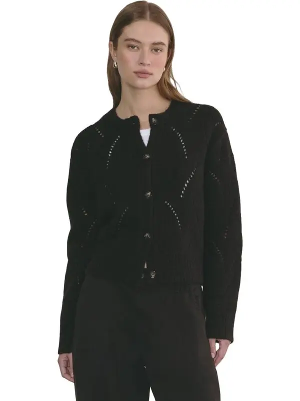 Everlane Pointelle Cardigan - Black