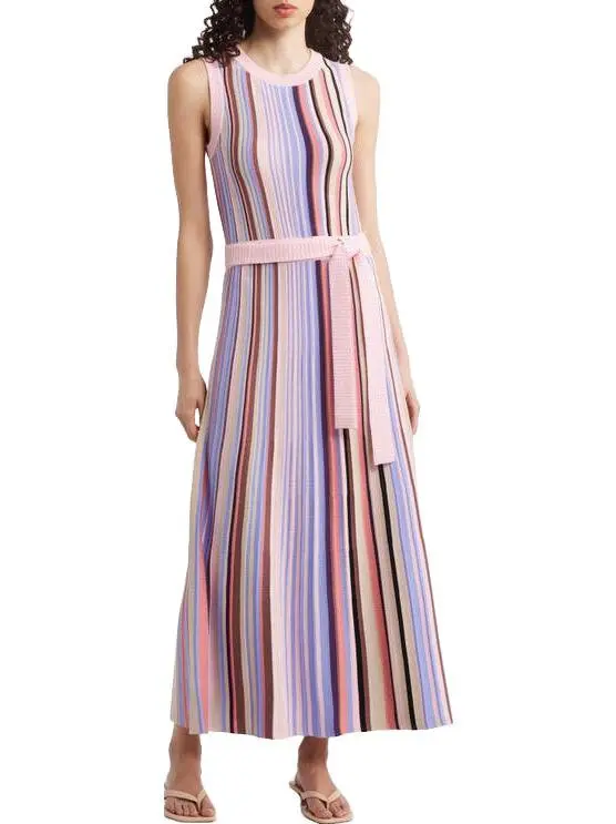 Misook Modern Fit Sleeveless Rib Knit Maxi Dress - Viola/multi