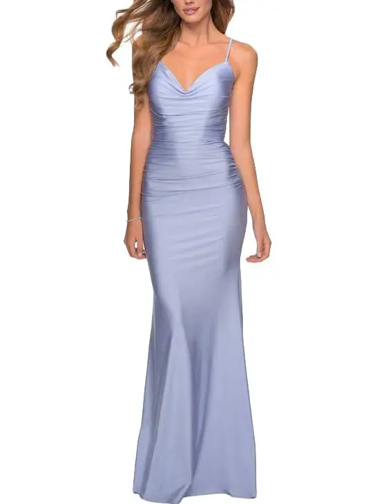 LABOMME Form Fitting Jersey Gown - Light Periwinkle
