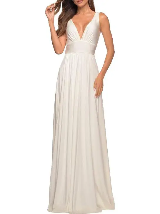 LABOMME Empire Waist Gown - White