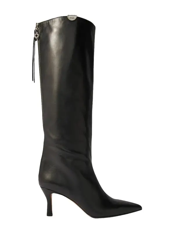 Maje Pointed-toe Leather Boots - Black