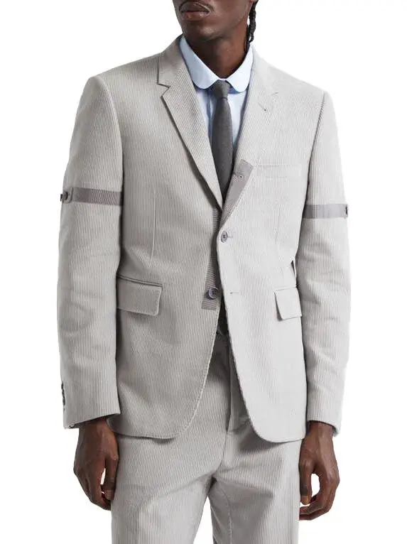 Thom Browne Classic Corduroy Blazer With Armbands - Light Grey
