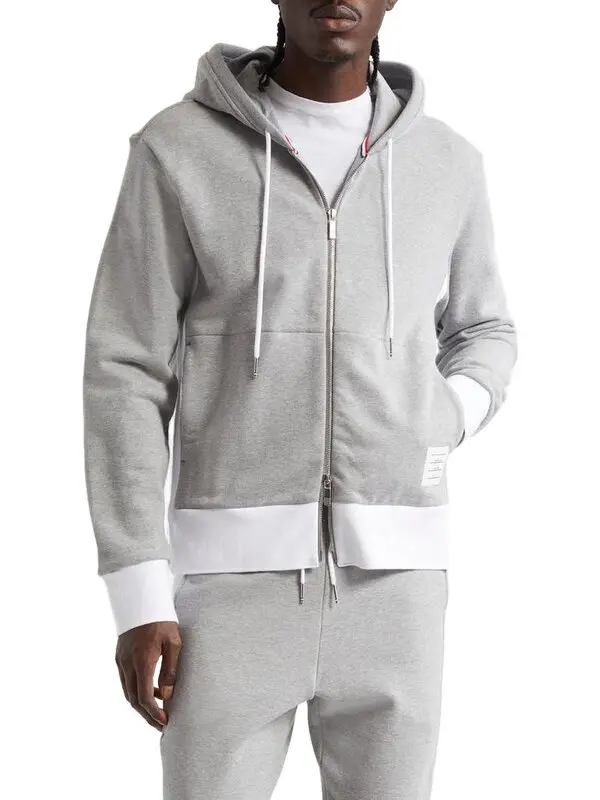 Thom Browne Engineered 4-bar Zip-up Hoodie - Light Grey