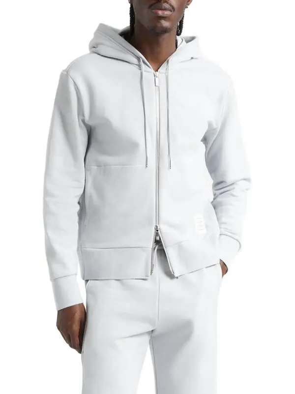 Thom Browne Engineered 4-bar Zip-up Hoodie - Pale Grey 050