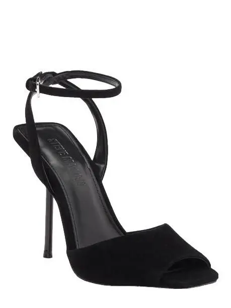 Steve Madden Open Toe Stiletto Sandal - Black Suede