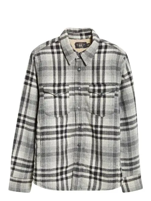 Double Rl Plaid Shirt Jacket - Black/creme