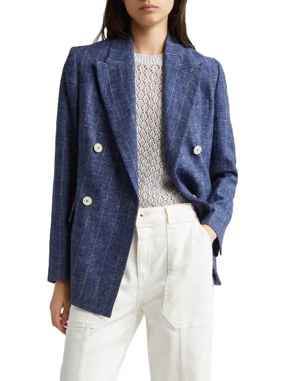 Eleventy Pinstripe Double Breasted Blazer - Blue