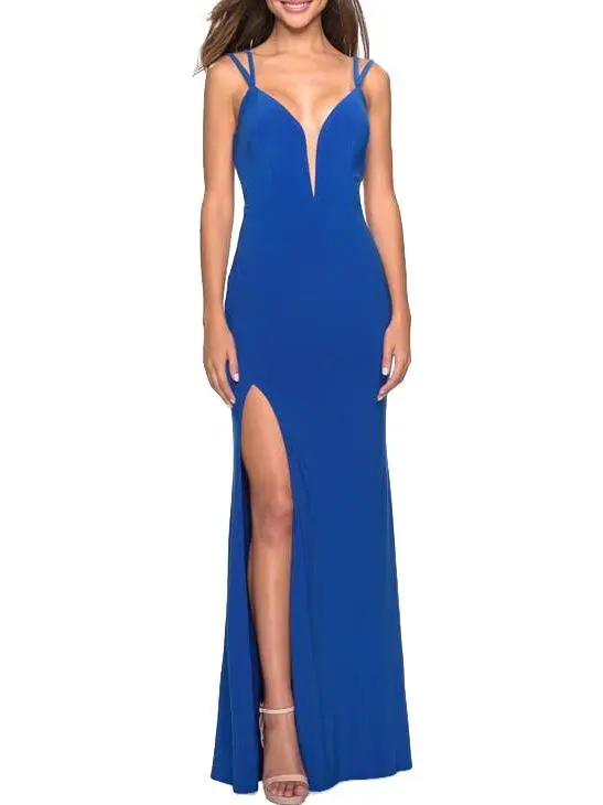 LABOMME Strappy Back Column Gown - Royal Blue
