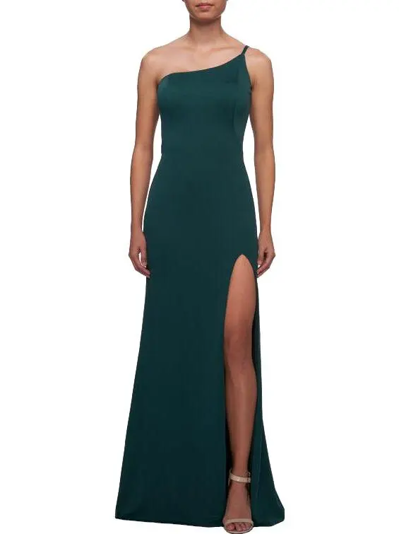 LABOMME One-shoulder Column Gown - Emerald