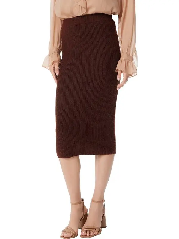 Sam Edelman Rosalie Ribbed Knit Skirt - Bitter Chocolate