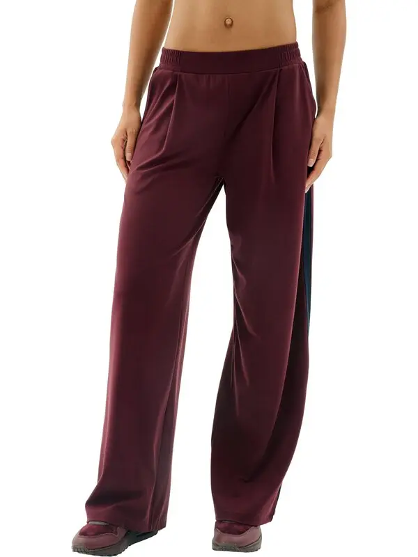 Splits59 Luca Airweight Wide Leg Trousers With Stripe Detail - Dark Cherry/indigo