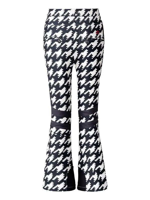 Perfect Moment Houndstooth High-waist Aurora Flare Pant - Black-white-houndstooth-print