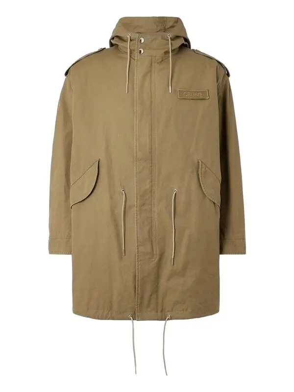 Celine Homme Cotton-canvas Hooded Parka - Green