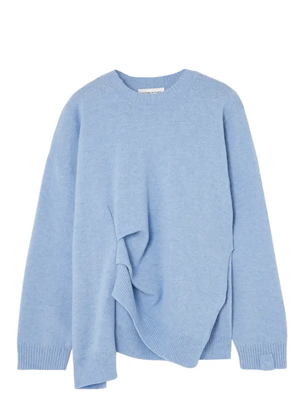 Victoria Beckham Gathered Wool Sweater - Blue