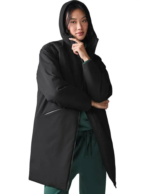 Alo Yoga Rain Or Shine Puffer Long Coat - Black