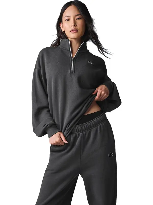 Alo Yoga Accolade 1/4 Zip Pullover Top - Anthracite