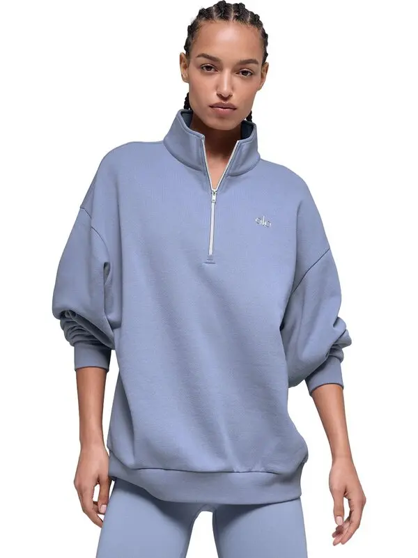 Alo Yoga Accolade 1/4 Zip Pullover Top - Winter Frost
