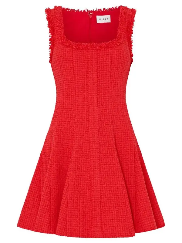 MILLY Juniper Boucle Mini Dress - Red