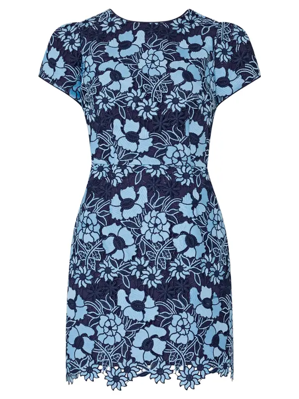 MILLY Kyla Floral Lace Mini Dress - Blue/navy