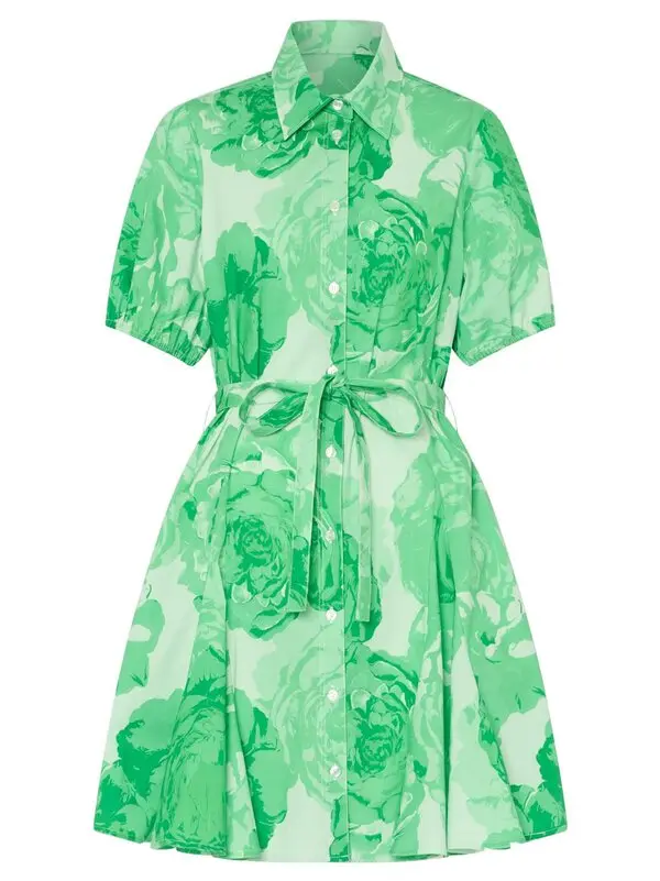 MILLY Juni Printed Mini Dress - Green/white