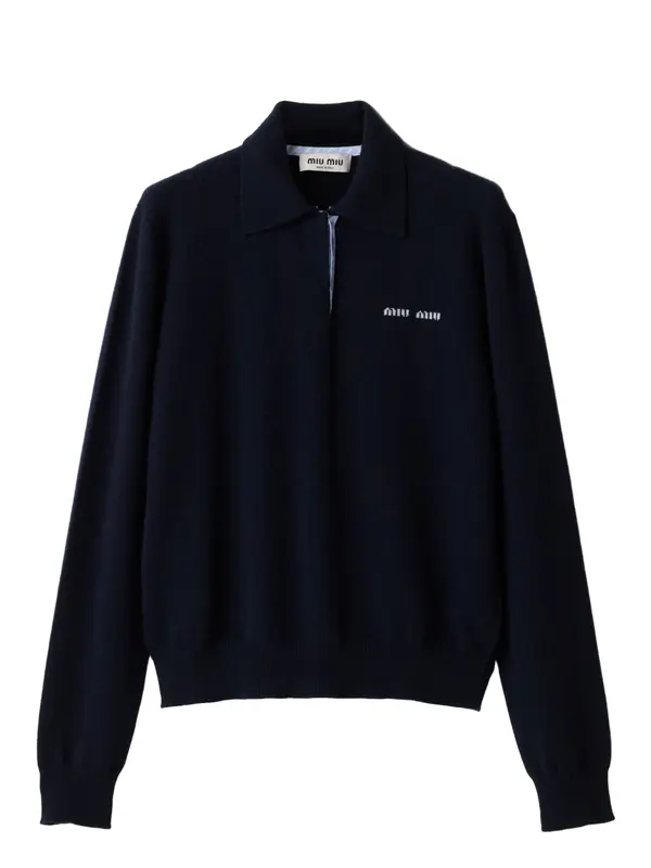 Miu Miu Cashmere Polo Sweater - Navy