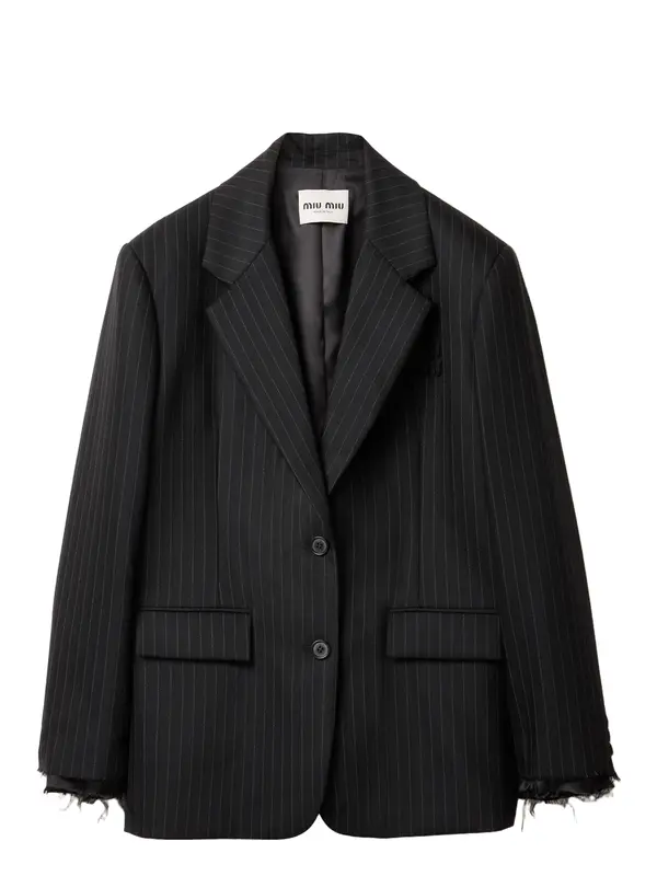 Miu Miu Pinstripe Single-breasted Jacket - Black