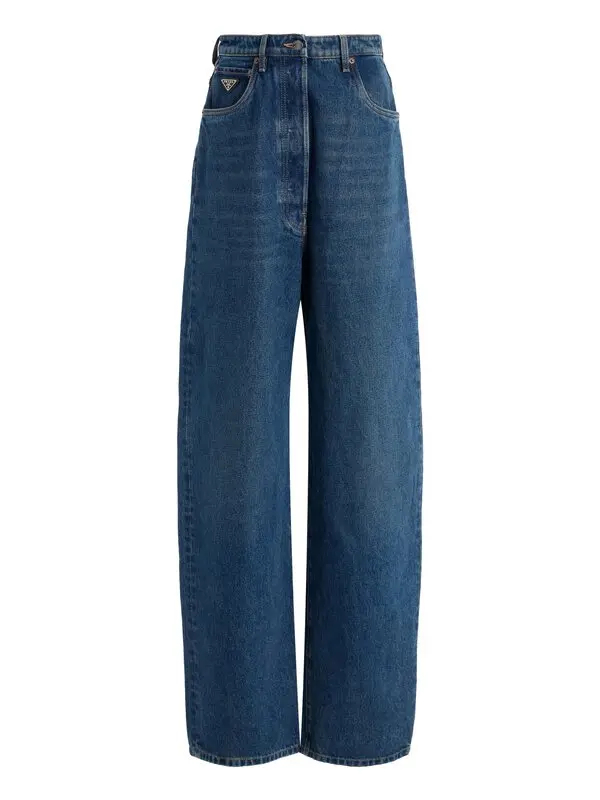 Prada Rigid High-rise Wide-leg Pants - Medium Wash