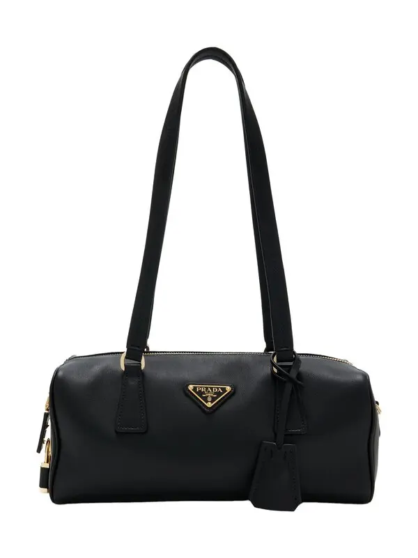 Prada Leather Bowling Bag - Black