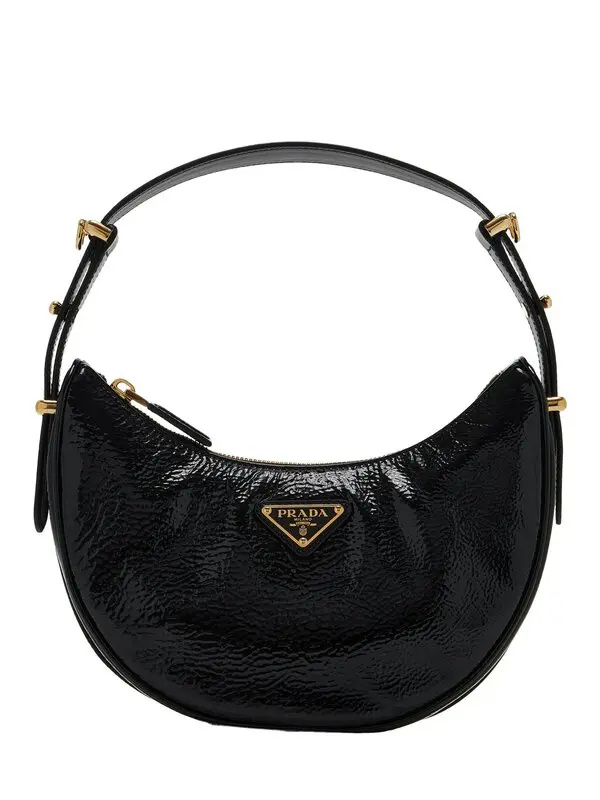 Prada Arqué Patent Leather Shoulder Bag - Black