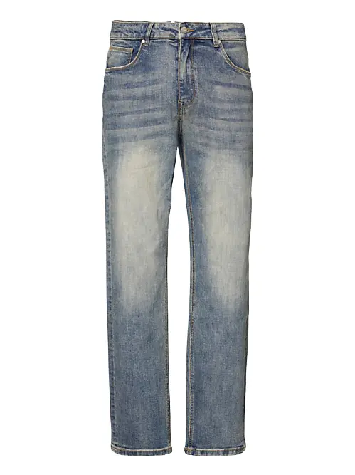 ARNE Brand-patch Straight-leg Jeans - Sand Wash