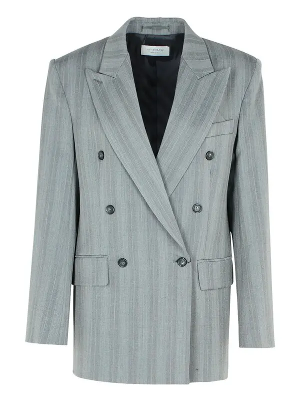 Sportmax Merlot' Virgin Wool Blend Blazer - Grey