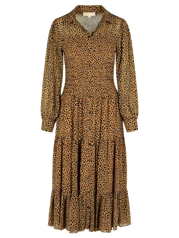Michael Kors Leopard Print Polyester Dress - Brown
