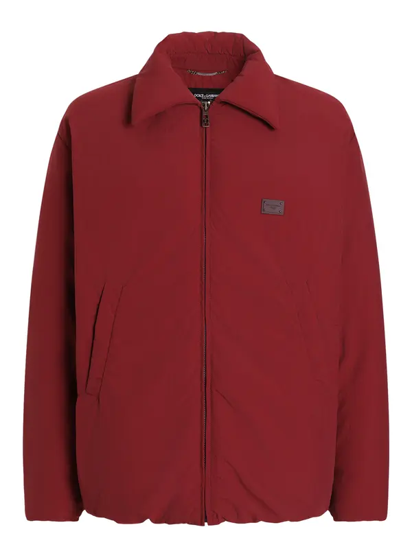 Dolce & Gabbana Padded Technical Fabric Jacket With Logo - Bordeaux