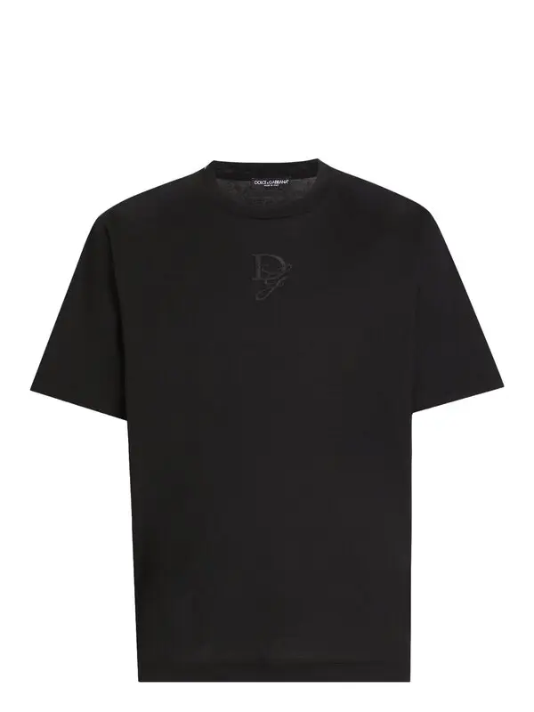 Dolce & Gabbana Cotton T-shirt With Logo Embroidery - Black