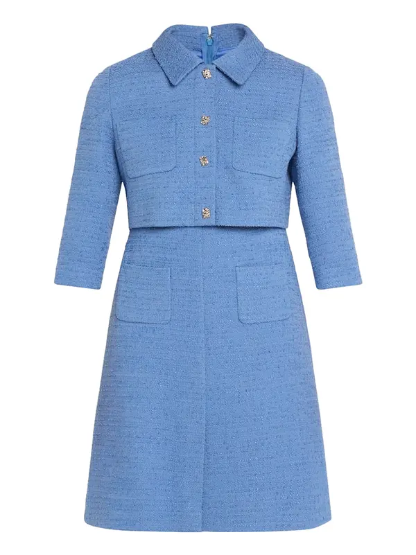 Rickie Freeman For Teri Jon Shimmer Boucle Jacket Dress - French Blue