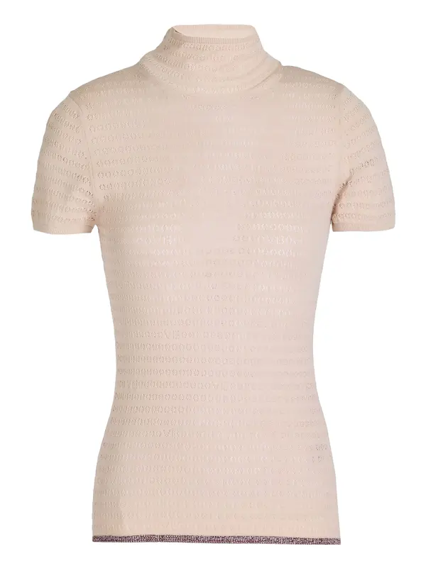 Victoria Beckham Pointelle-knit Turtleneck Top - Blush