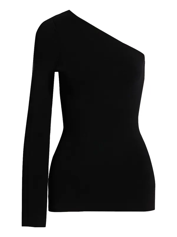 Victoria Beckham One-shoulder Stretch-knit Top - Black