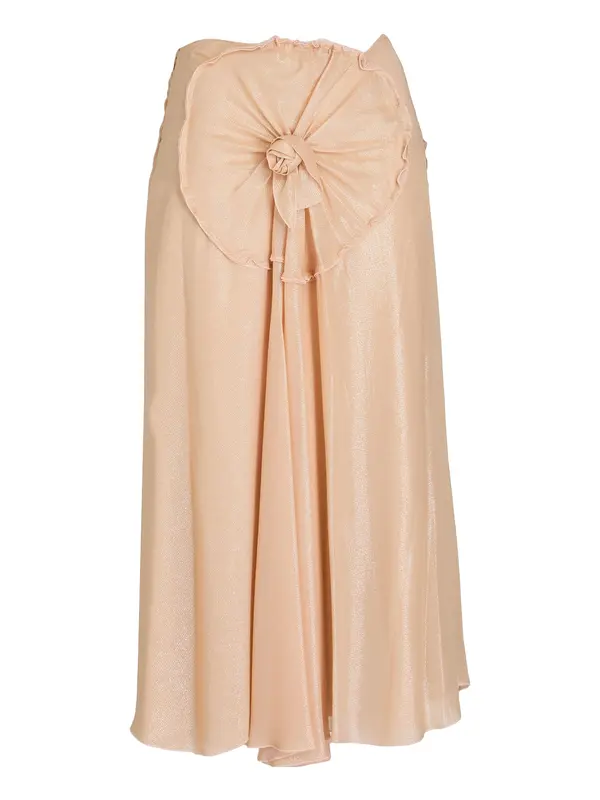 Victoria Beckham Metallic Floral-appliquéd Crepe Midi Skirt - Neutral