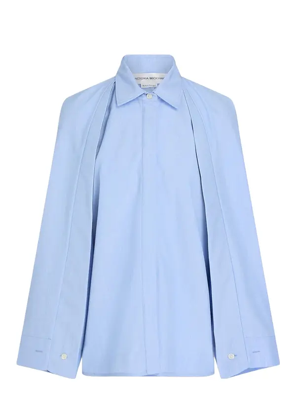 Victoria Beckham Pleated Wool Shirt - Light Blue