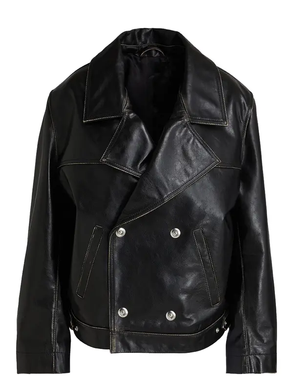 Victoria Beckham Oversized Leather Jacket - Black