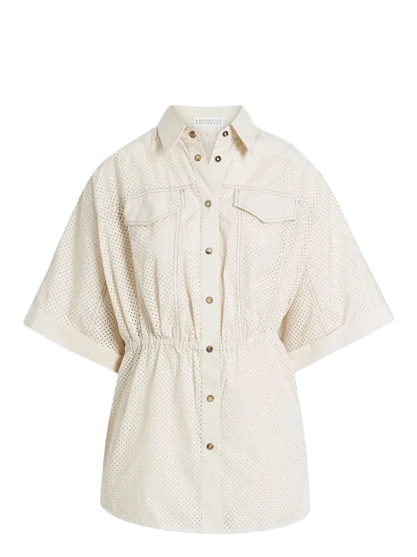 Brunello Cucinelli Lasercut Canvas Shirt - Ecru