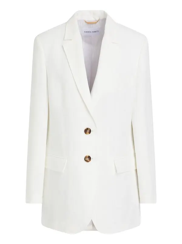 Alberta Ferretti Linen Blazer - White