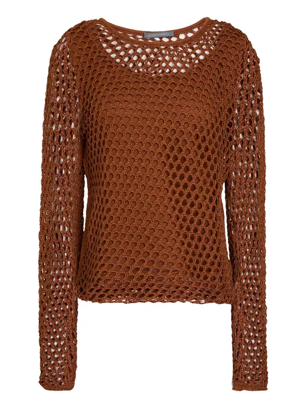 Alberta Ferretti Open-knit Cotton Sweater - Brown