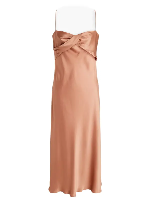 Alberta Ferretti Twisted Satin-crepe Midi Slip Dress - Antique Rose