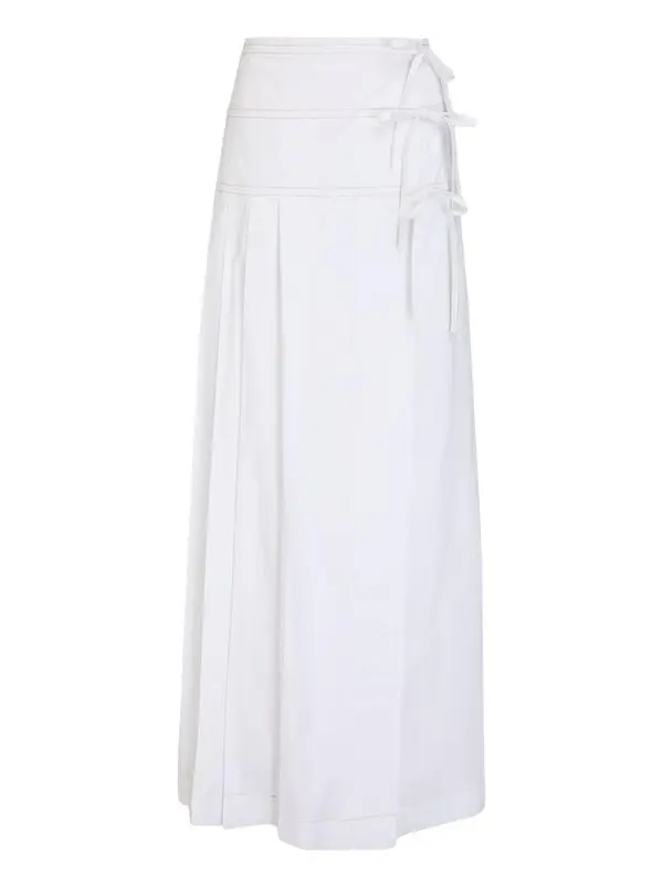 Alberta Ferretti Pleated Cotton-blend Poplin Maxi Wrap Skirt - White