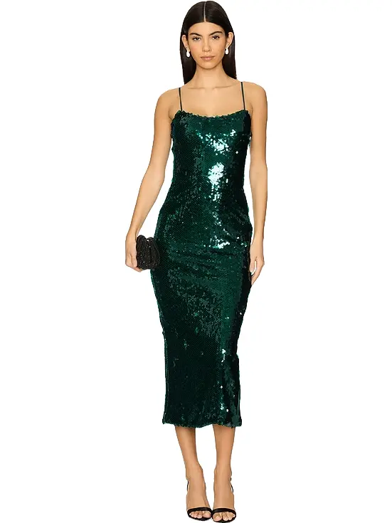 RUNAWAY THE LABEL Vesina Midi Dress - Emerald
