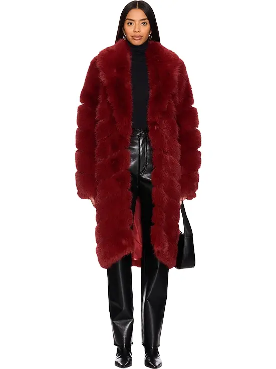 OW Copenhagen Faux Fur Coat - Cherry Red