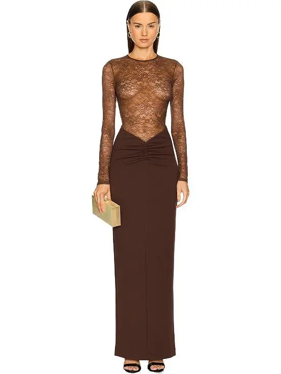 MICHAEL COSTELLO X Zaria Gown - Chocolate Brown