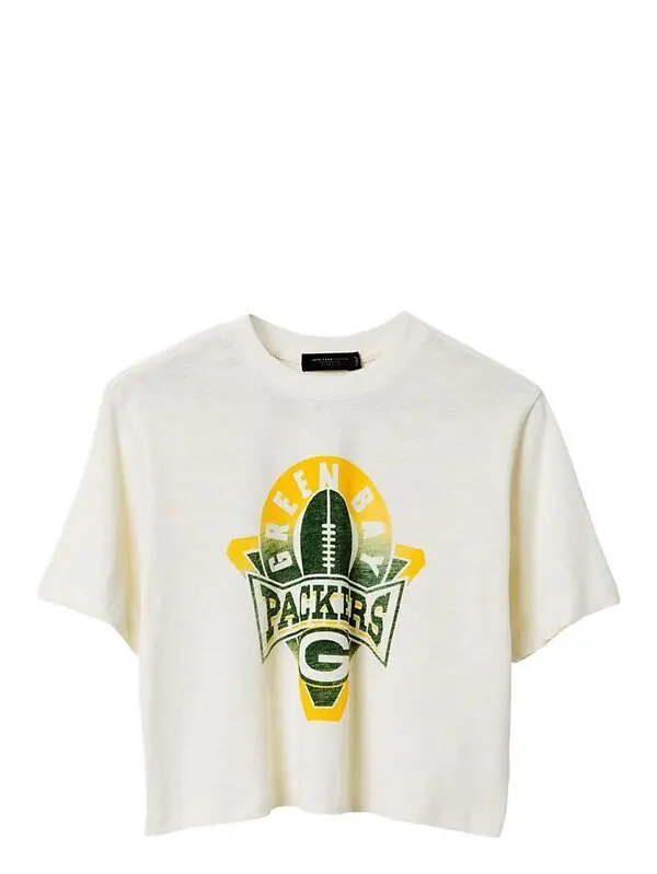 Junk Food Clothing Nfl Green Bay Packers Mock Neck Crop Tee - White